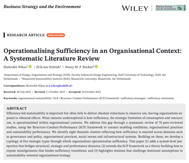 New study: Operationalising Sufficiency in an Organisational Context ...